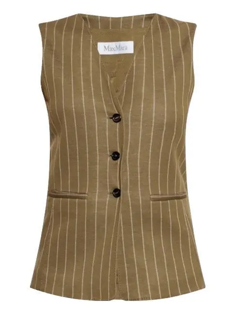 Max Mara Riccio Striped Button-up Vest - Brown