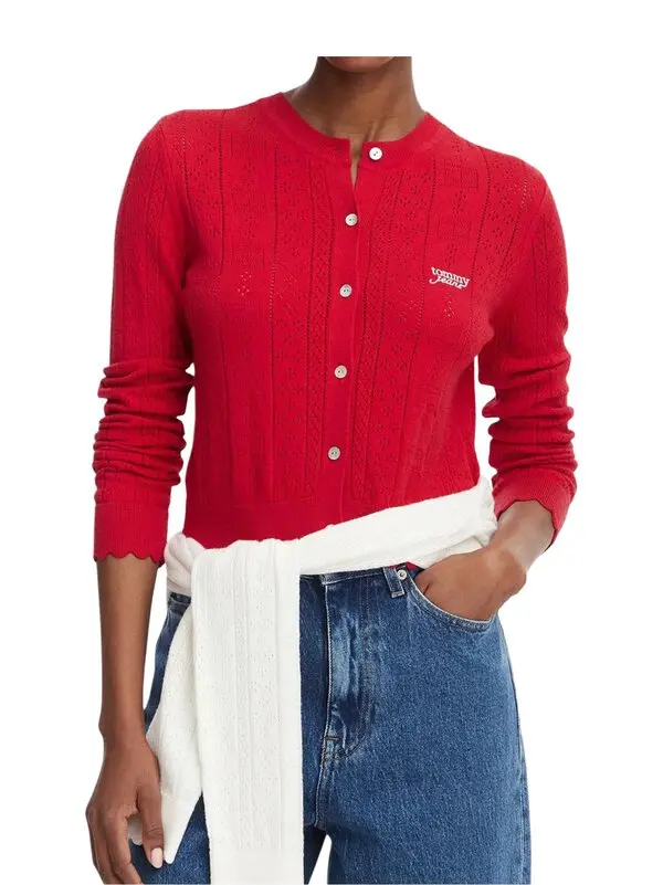 Tommy Hilfiger Long Sleeve Knit Cardigan - Red