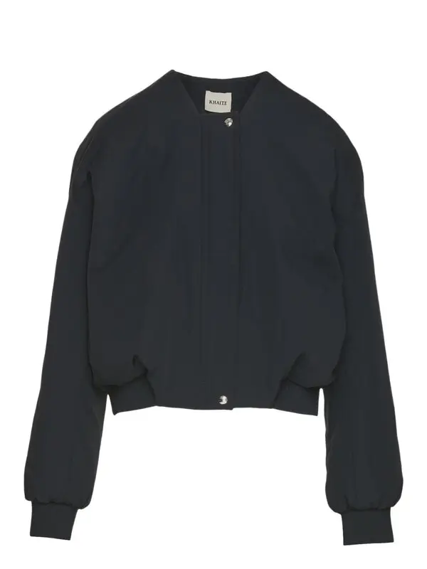Khaite Cropped Bomber Jacket With Elasticized Hem - Black