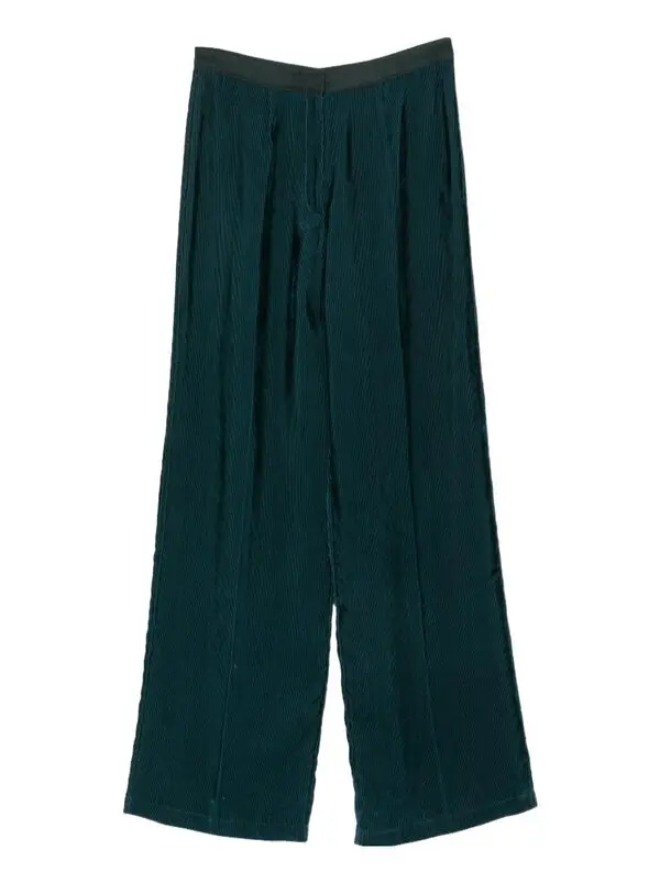 FORTE_FORTE Ribbed Velvet Wide-leg Trousers - Black