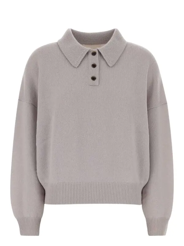 LISA YANG Long Sleeve Polo Sweater - Gray
