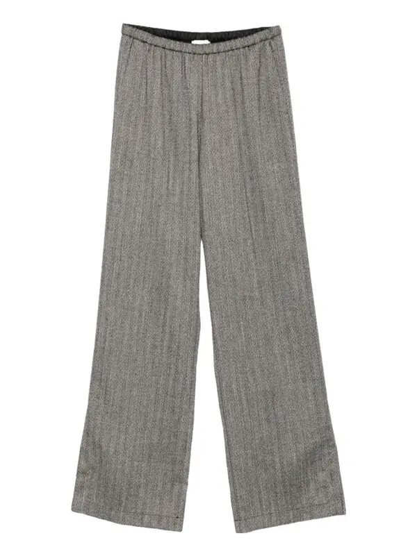 FORTE_FORTE Herringbone Side-slit Trousers - Gray
