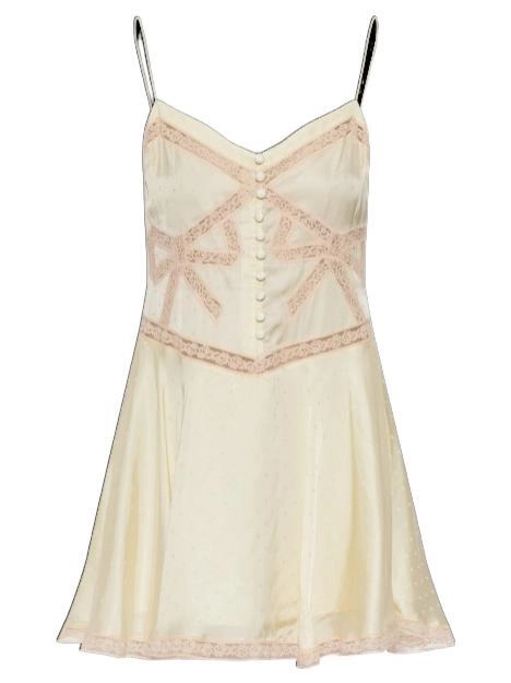 SELF-PORTRAIT Lace-trim Polka-dot Mini Dress - Nude