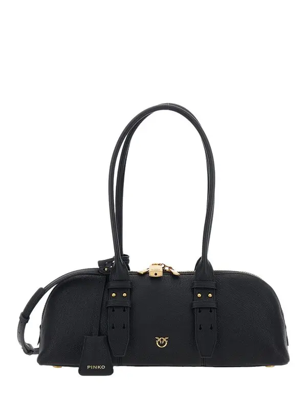 Pinko Leather Bowling Bag - Black