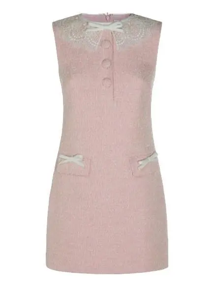 SELF-PORTRAIT Lace-collar Mini Dress - Pink