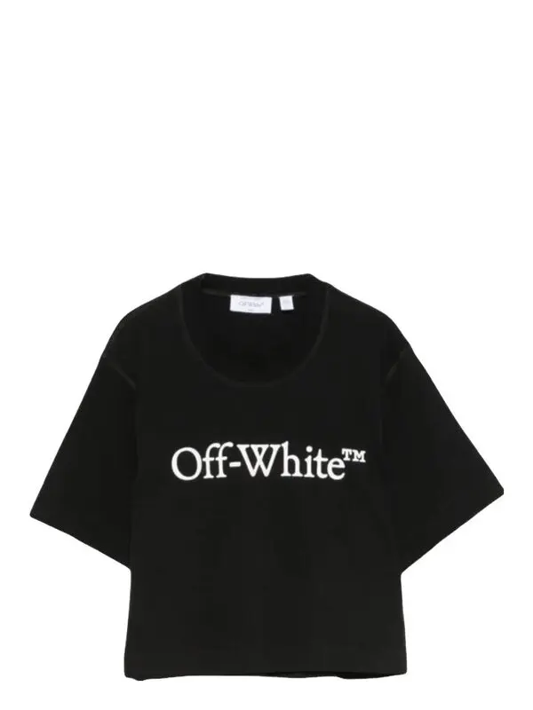 Off-White Logo Print Cropped T-shirt - Black