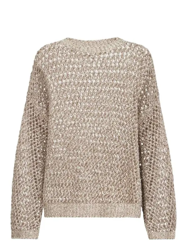 Brunello Cucinelli Chiné Net Sweater In Silk And Linen - No