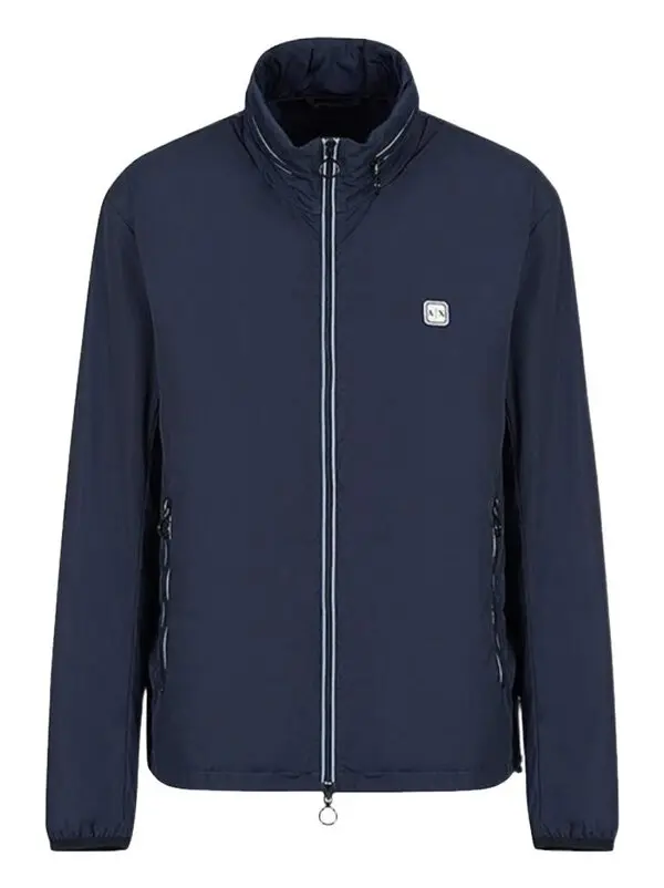 Armani Exchange Logo Patch Zip-up Jacket - Black