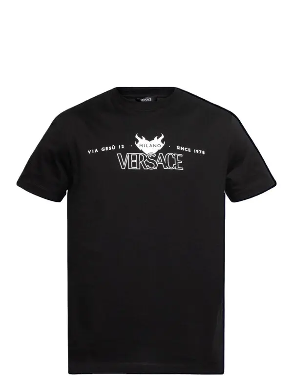 Versace Logo-printed Crewneck T-shirt - Black