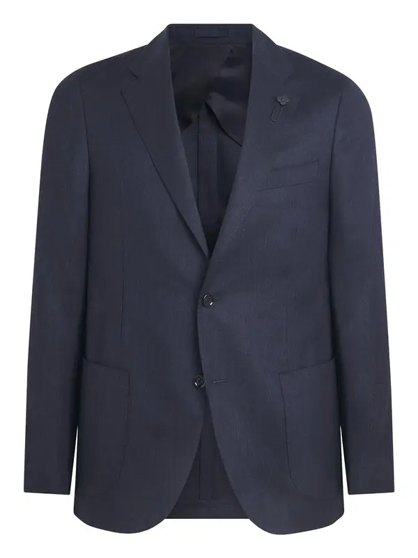 LARDINI Virgin Wool-blend Blazer - Navy