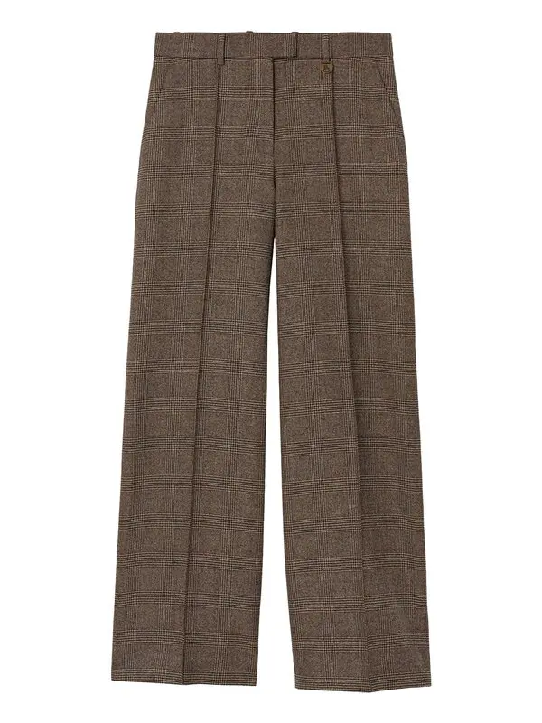 Burberry Wool-linen Blend Check Trousers - Beige
