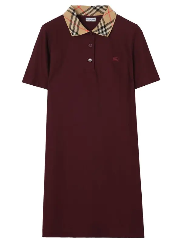 Burberry Cotton Check-collar Mini Polo Dress - Red