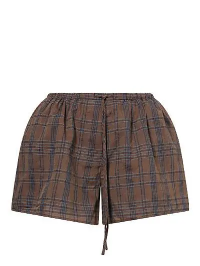Dissh Petra Check Cotton-blend Mini Shorts - Choc/navy