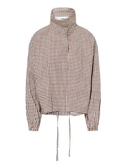 RU & ROCKA Gingham Print Cotton Jacket - Brown