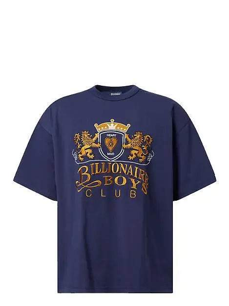 BILLIONAIRE BOYS CLUB Embroidered Crest Logo Cotton-jersey T-shirt - Navy