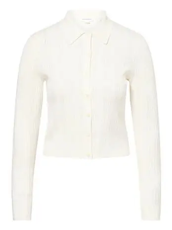 Good American The Ladder Ribbed Woven Cardigan - Chalk