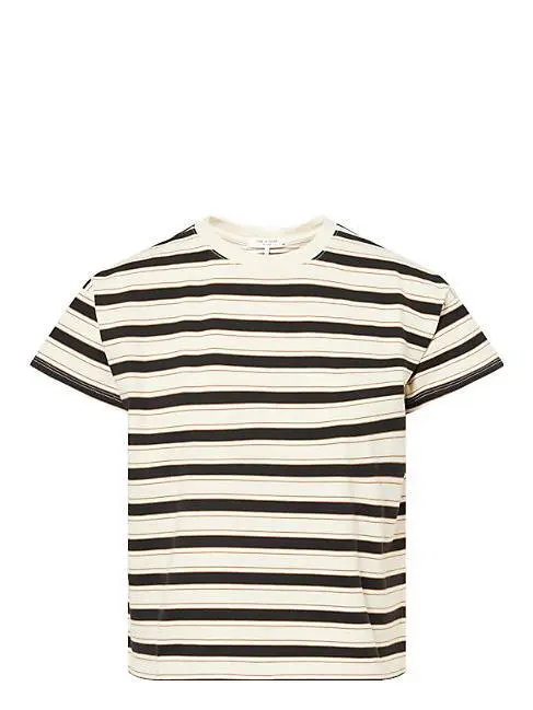 Rag & Bone Kelly Stripe Boxy Cotton T-shirt - Creammulti