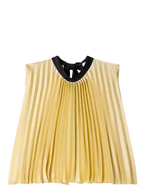 Sandro Pleated Tie-back Woven Top - Straw