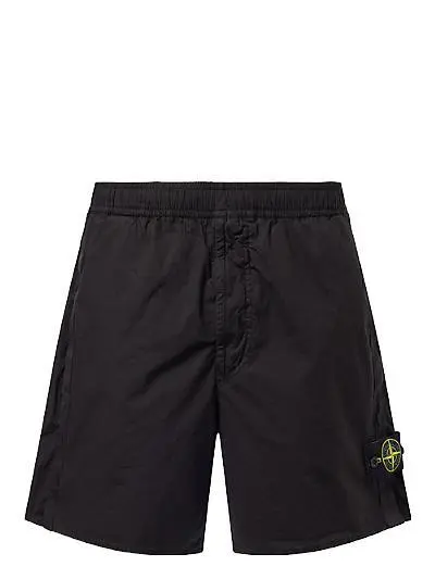 Stone Island Tela Paracadute Stretch-cotton Shorts - Black