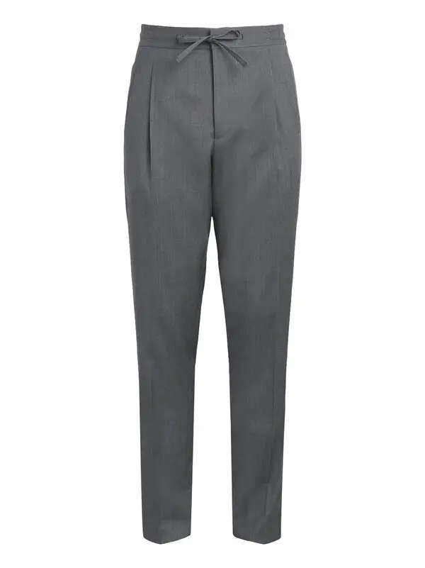 LARDINI Virgin Wool Drawstring Trousers - Grey