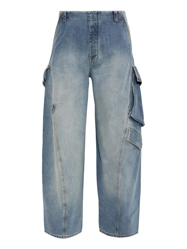 Alaïa Wide Leg Cargo Jeans - Blue