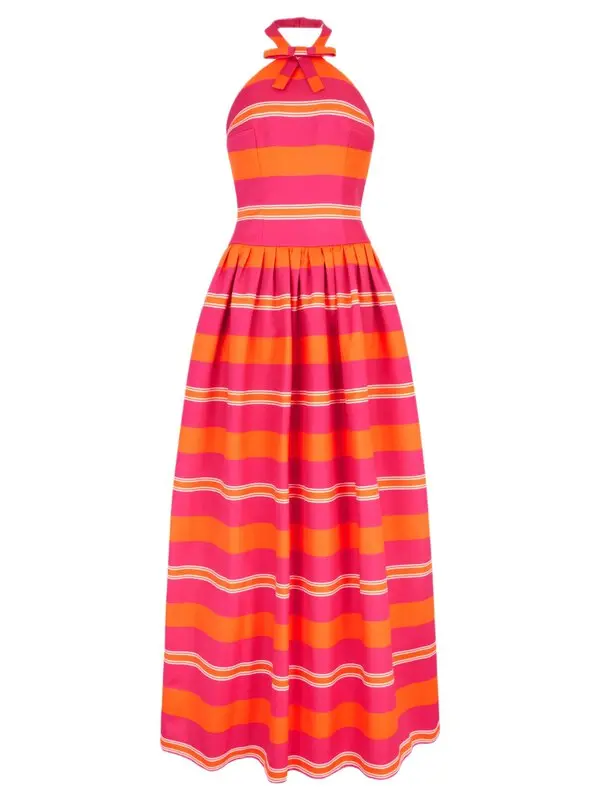 EMILIA WICKSTEAD Striped Taffeta Faille Dress - Orange