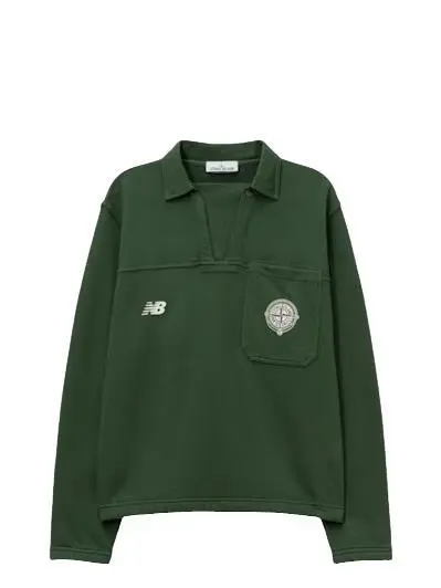 Stone Island X New Balance Long Sleeved Polo Shirt - Juniper