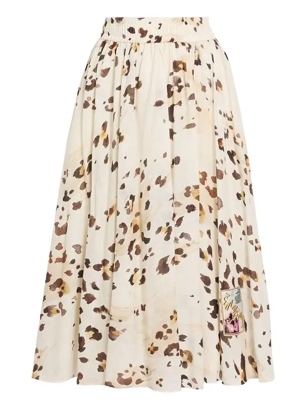 Zimmermann Printed Cotton-voile Midi Skirt - Ecru