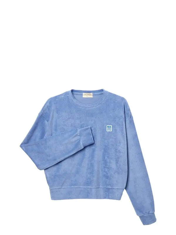 SEAQUELLE SWIM Organic Cotton Terry Crewneck Sweatshirt - Blue