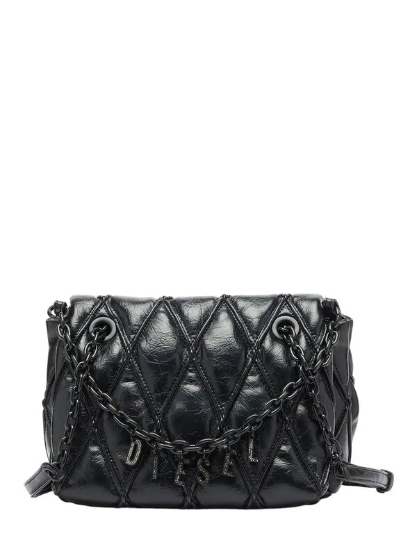 DIESEL® Charm-d Quilted Shoulder Bag With Chain Detail - Black