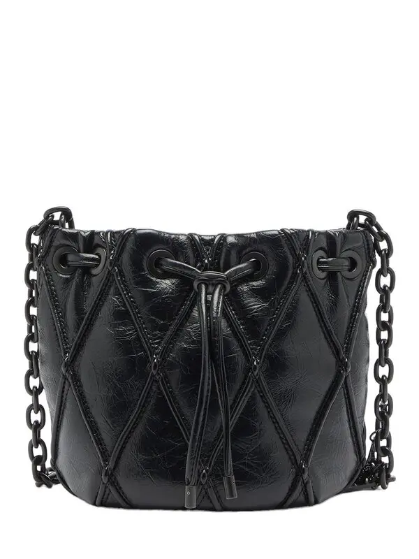 DIESEL® Charm-d Quilted Polyurethane Bucket Bag - Black