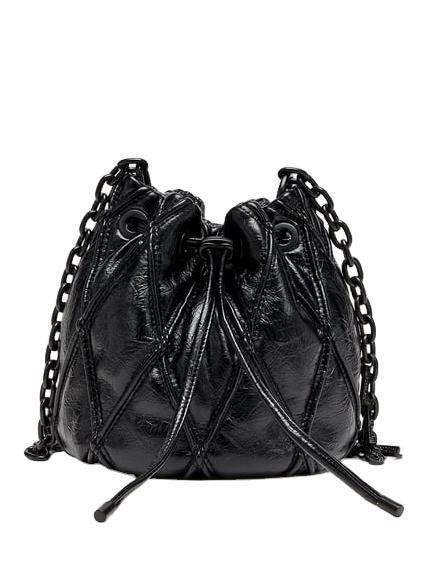 DIESEL® Charm-d Quilted Polyurethane Bucket Bag - Black