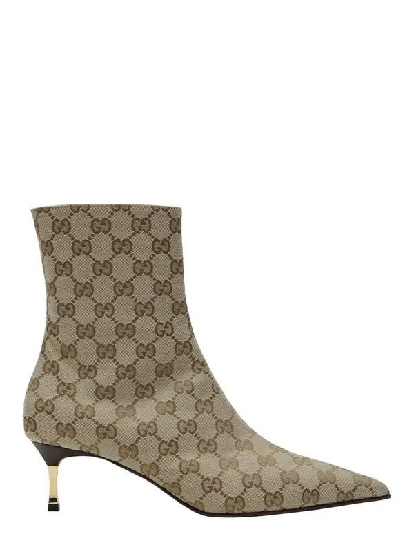 Gucci Ankle Boots With Monogram - Cream