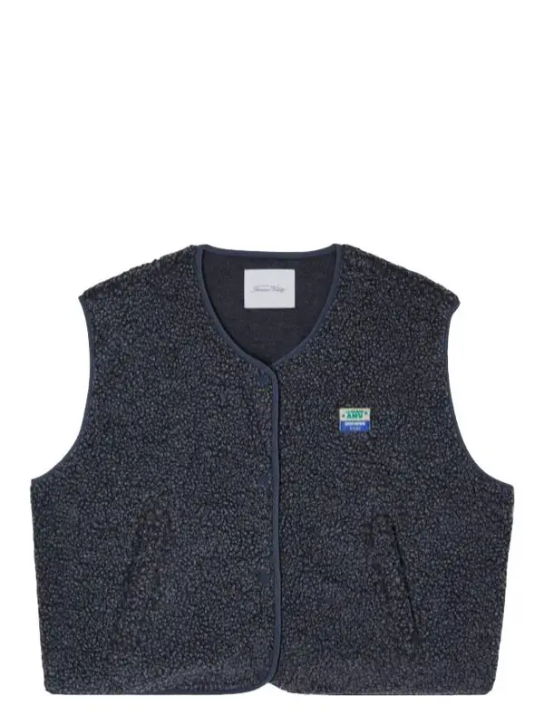 American Vintage Sleeveless Fleece Vest With Press-stud Fastening - Black