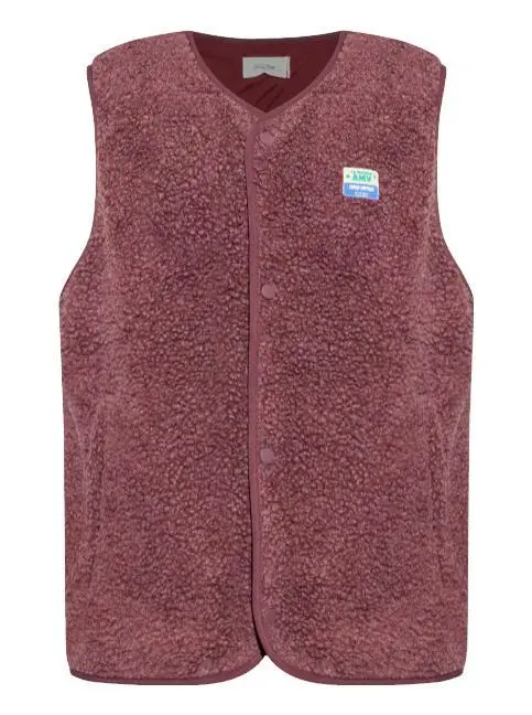 American Vintage Buttoned Fleece Vest - Red