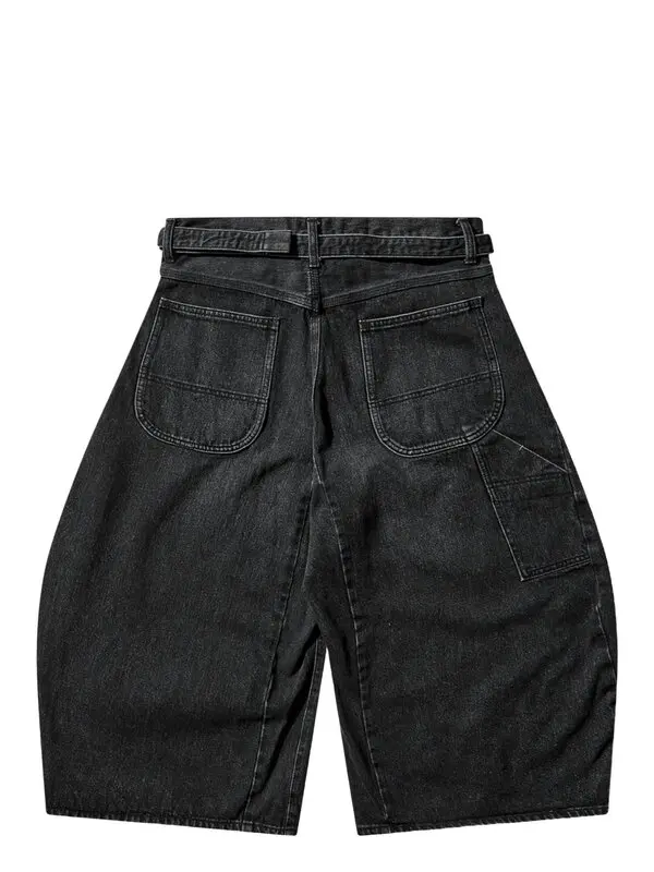 Sacai Belted Barrel-leg Denim Shorts - Black
