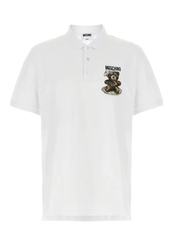 Moschino Printed Press Polo Shirt - White