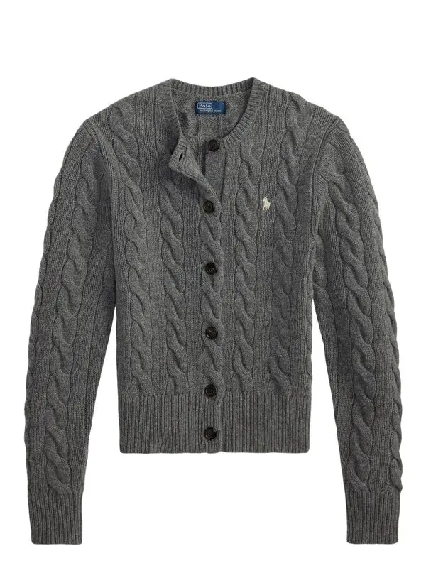 Polo Ralph Lauren Cable Knit Crewneck Cardigan - Grey