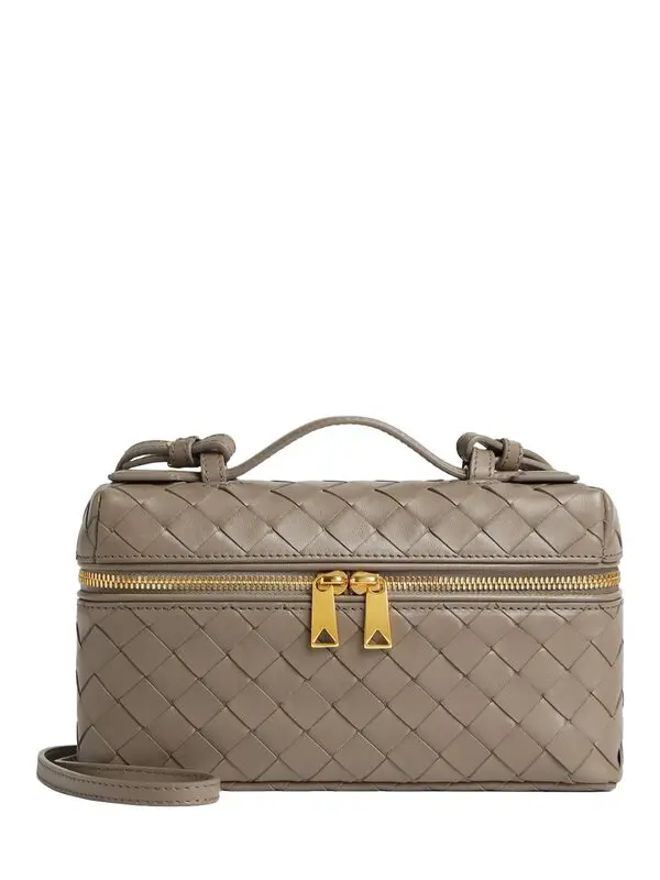 Bottega Veneta Woven Leather Vanity Case - Limestone