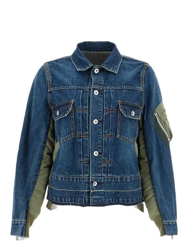Sacai Panelled Denim Jacket - Blue