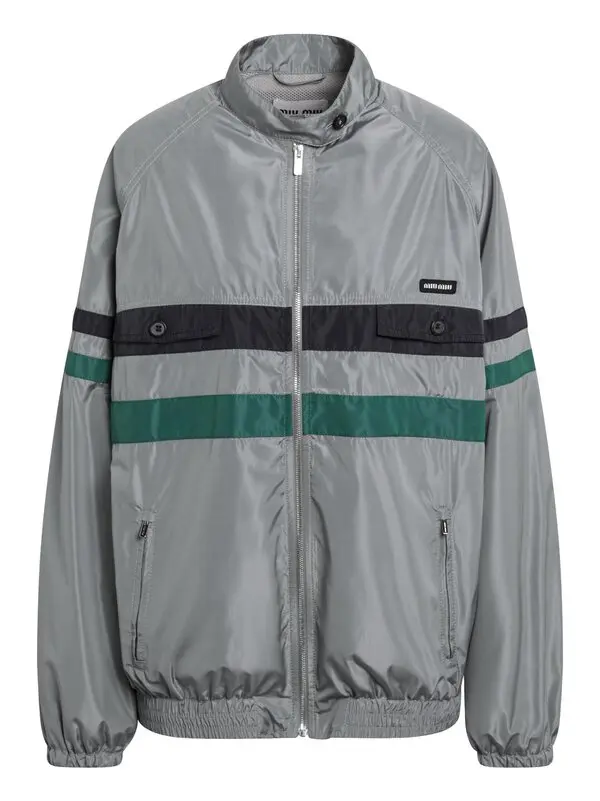 Miu Miu Tech Silk Blouson Jacket - Gray