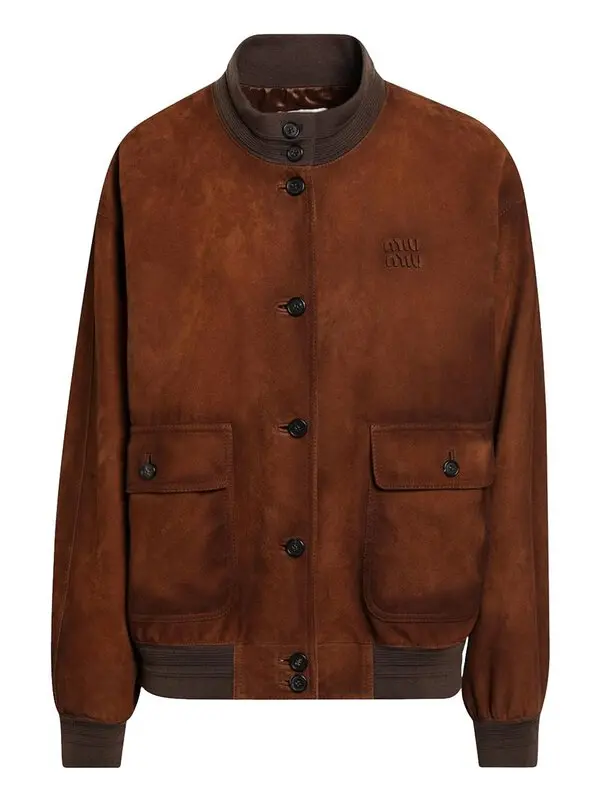 Miu Miu Suede Bomber Jacket - Brown