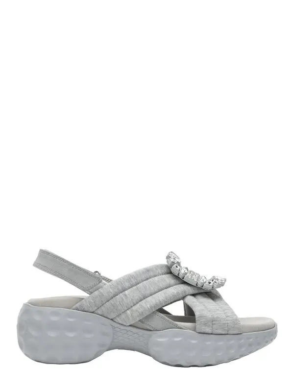 ROGER VIVIER Viv' Run Embellished Slingback Sandals - Gray