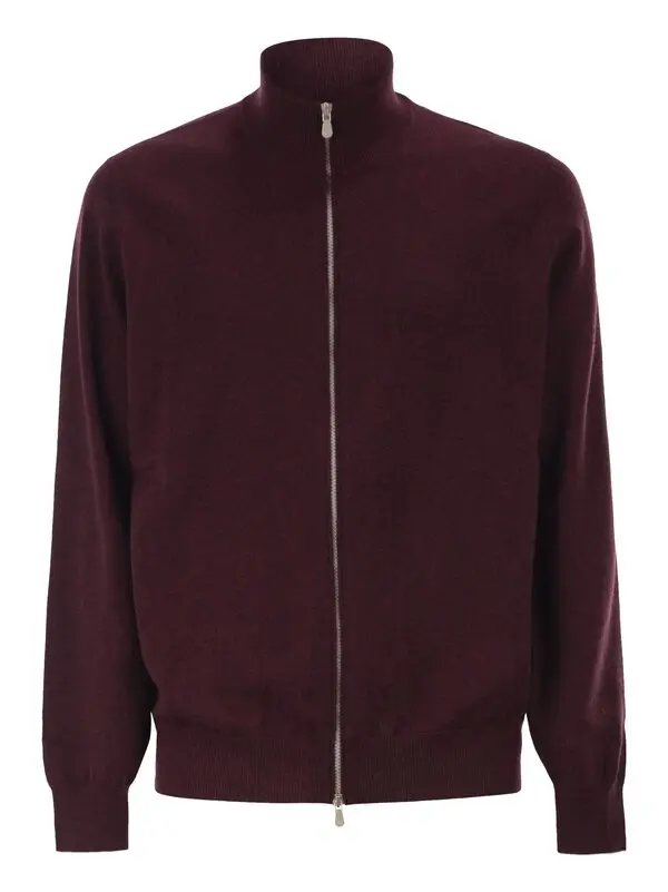 Brunello Cucinelli High-necked Cashmere Cardigan - Red