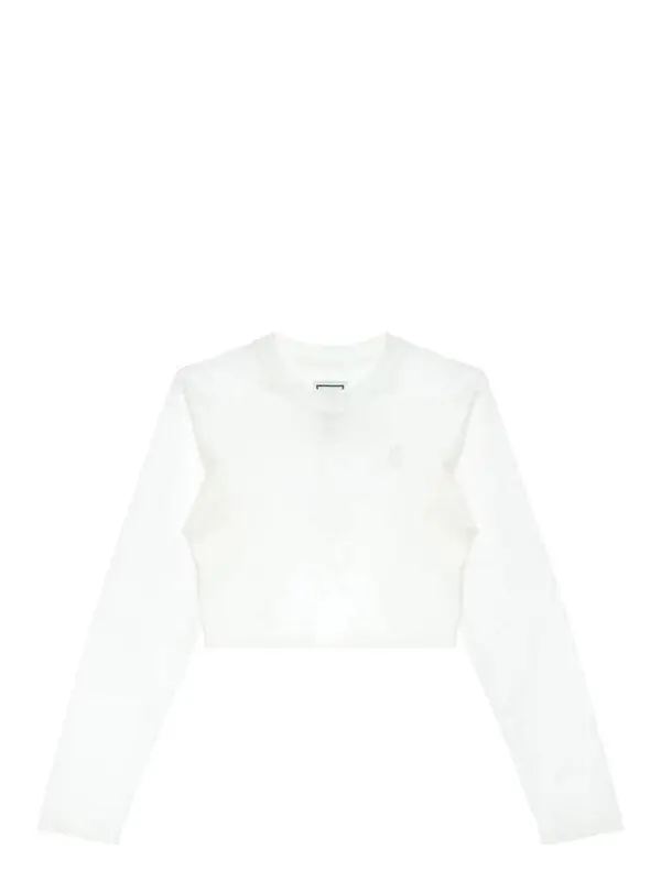 WOOYOUNGMI Logo Embroidered Cropped T-shirt - White