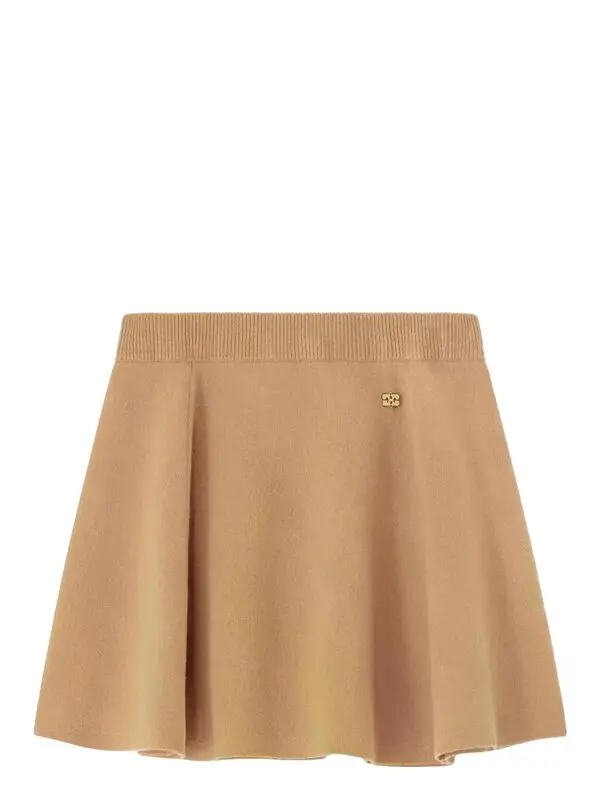 GANNI Logo Detail A-line Mini Skirt - Brown