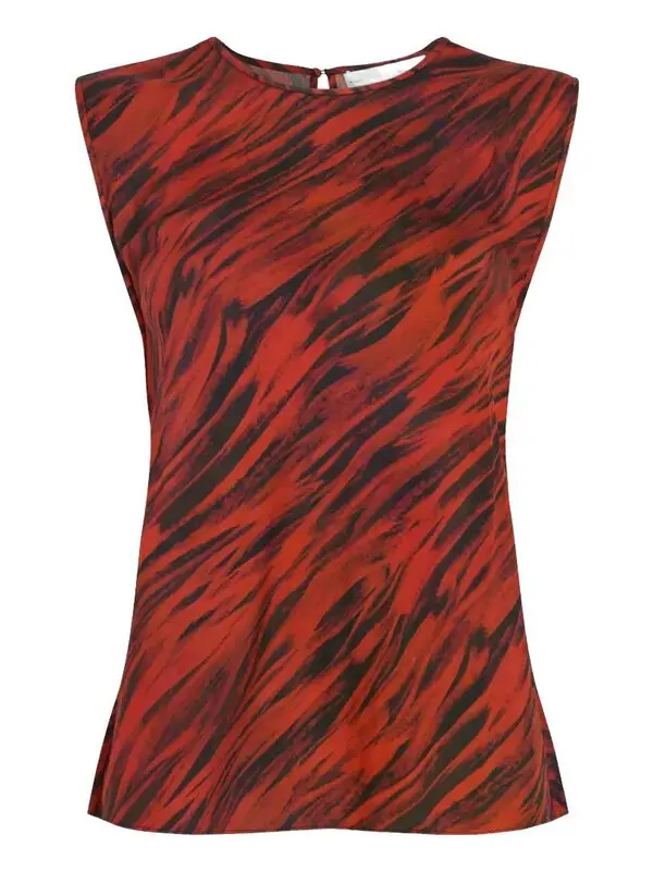 Proenza Schouler White Label Megan Top In Printed Twill - Red