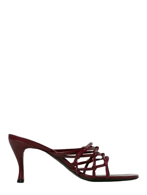 By Far Malaya Sour Knotted Leather Heeled Sandals - Red