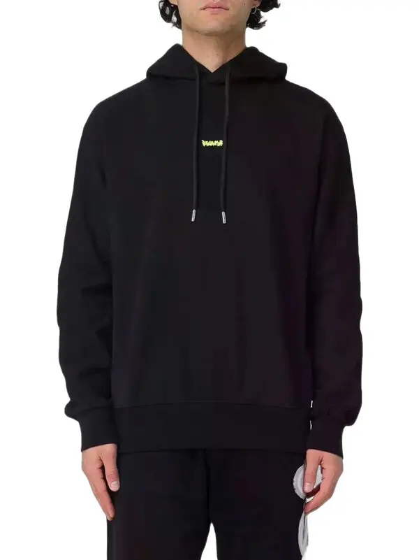 DISCLAIMER Logo Print Drop Shoulder Hoodie - Black