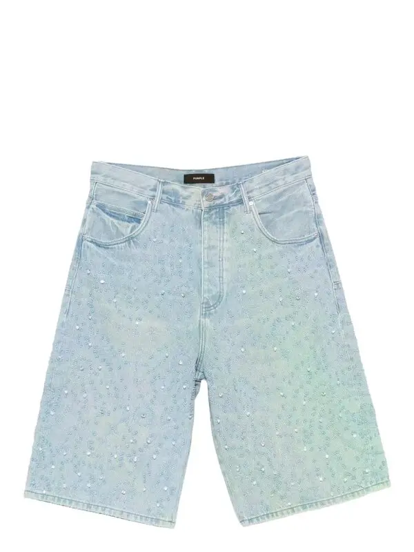 PURPLE BRAND Embellished Denim Shorts - Blue
